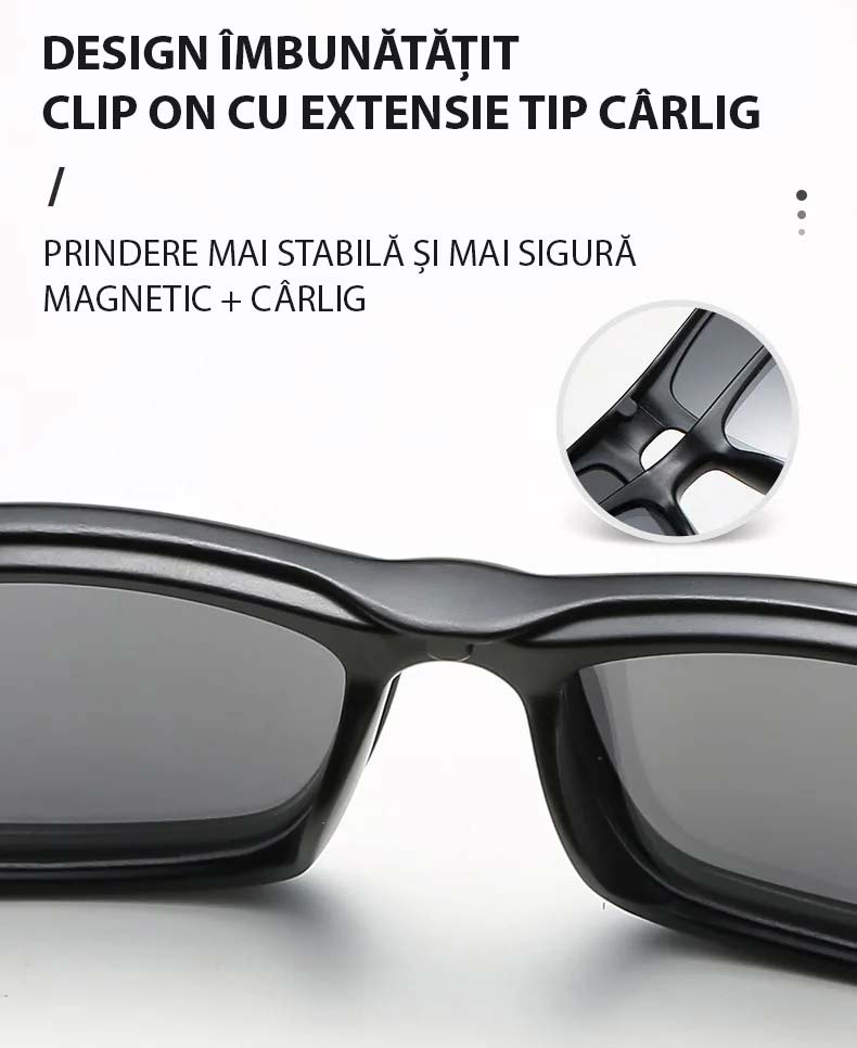 Rama ochelari de vedere cu clip on magnetic, lentile de soare si noapte ...